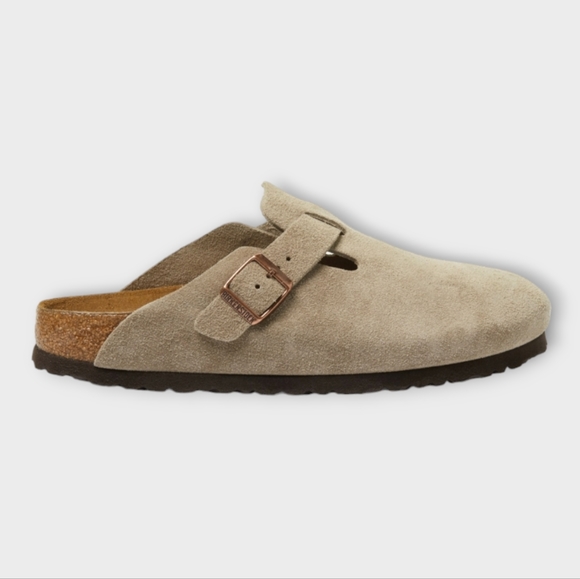 Birkenstock | Shoes | Birkenstock Boston Clogs Taupe Suede | Poshmark